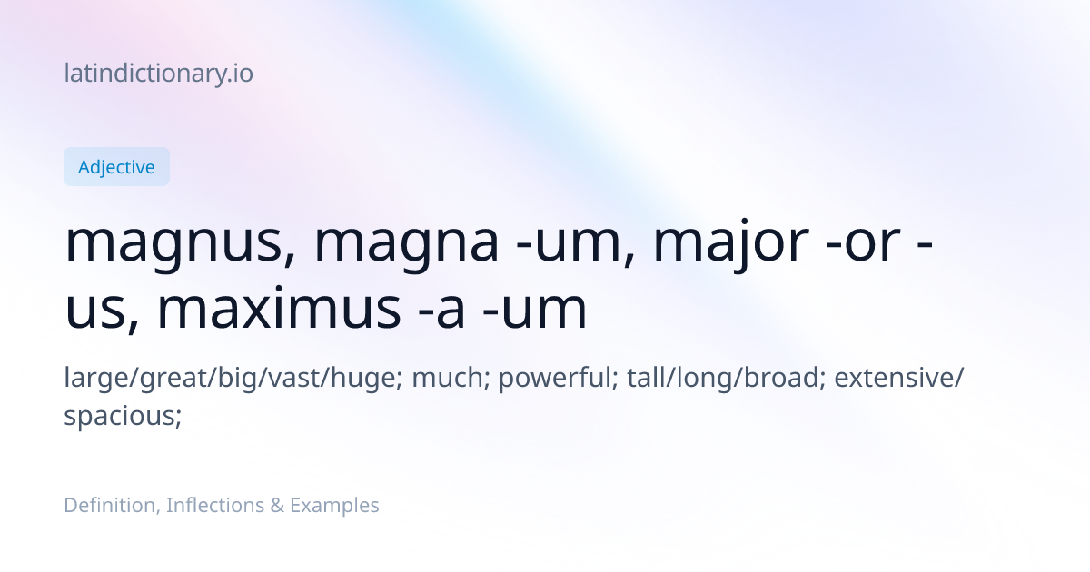 Magnus: Latin Declension & Meaning | latindictionary.io