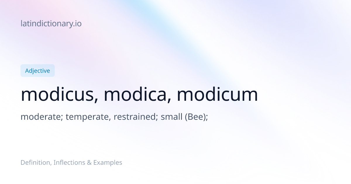Modicus: Latin Declension & Meaning