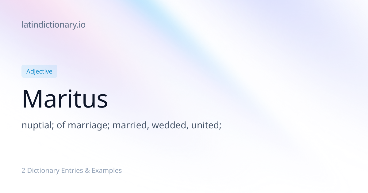 Maritus: Latin Declension & Meaning | latindictionary.io